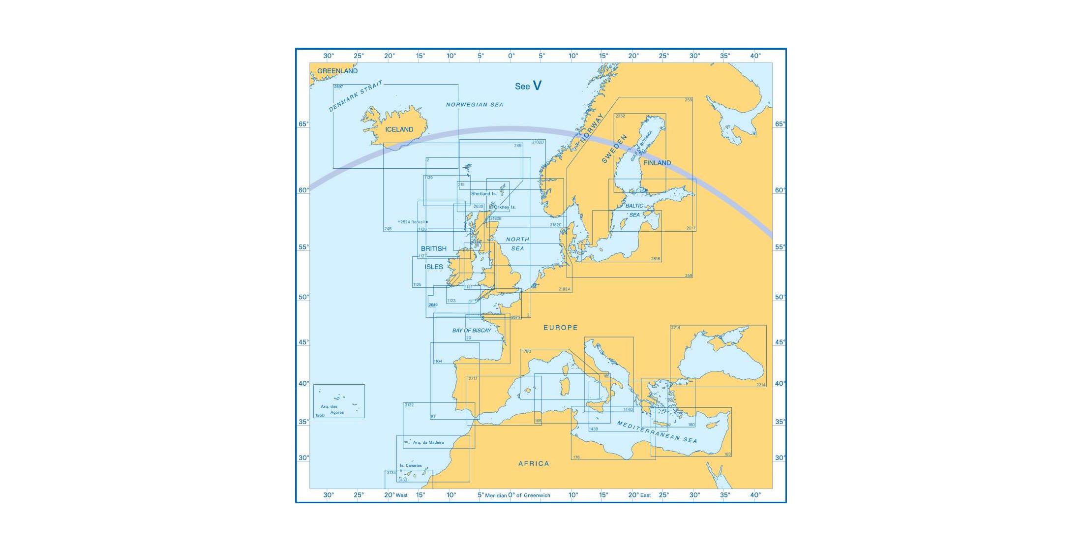 Admiralty Charts - North-East Atlantic - Europe - Mediterranean Small ...