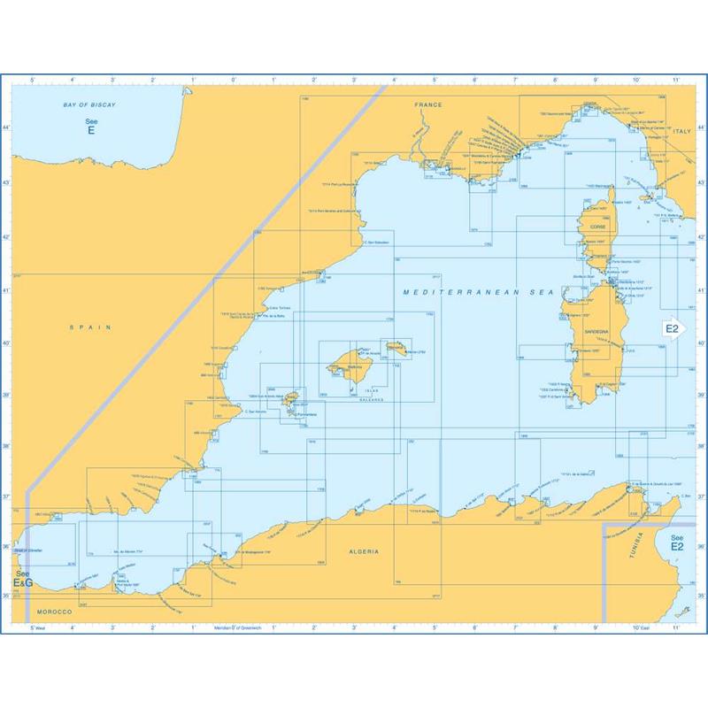 Admiralty Charts - Western Mediterranean Sea E1 55 OutdoorGB