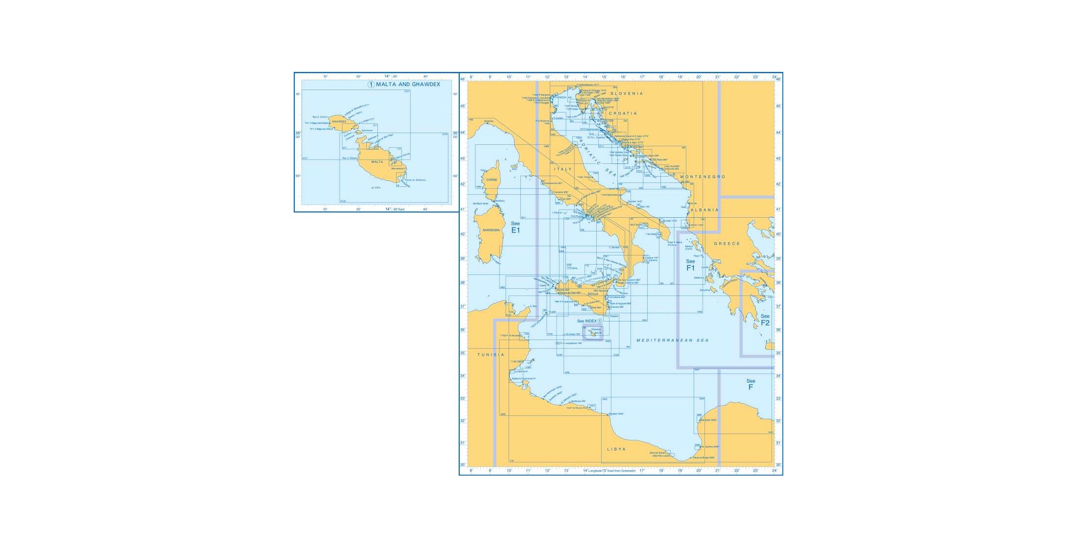 Admiralty Charts - Central Mediterranean Sea and Adriatic Sea E2 57 ...