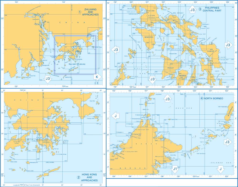 Admiralty Charts - Zhu Jiang - Hong Kong - Philippines Central Part ...