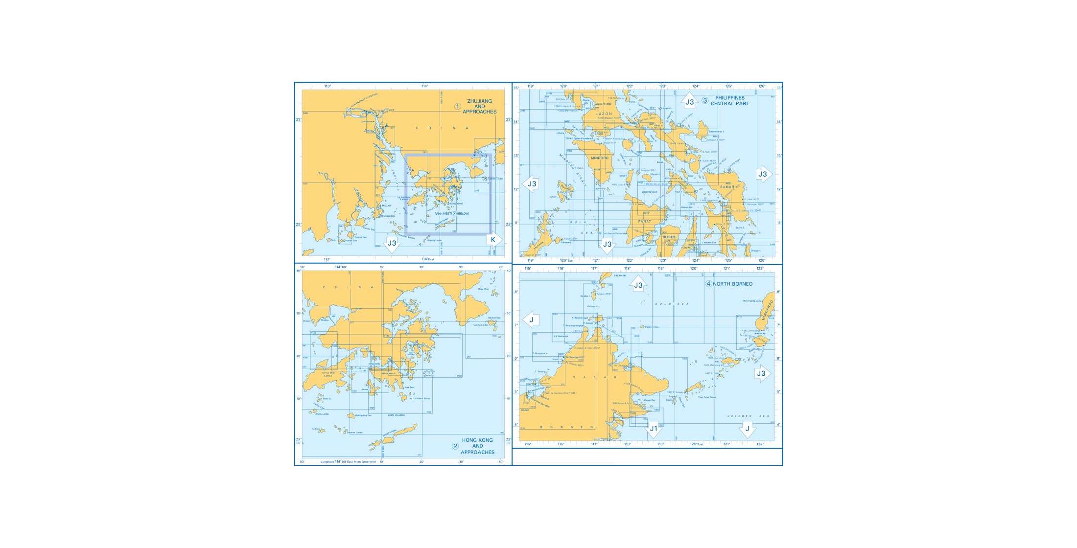 Admiralty Charts - Zhu Jiang - Hong Kong - Philippines Central Part ...