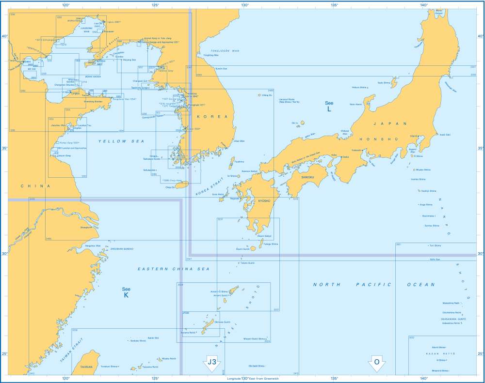 Admiralty Charts - North-East China - West Korea - Nansei Shoto - Nanpo ...