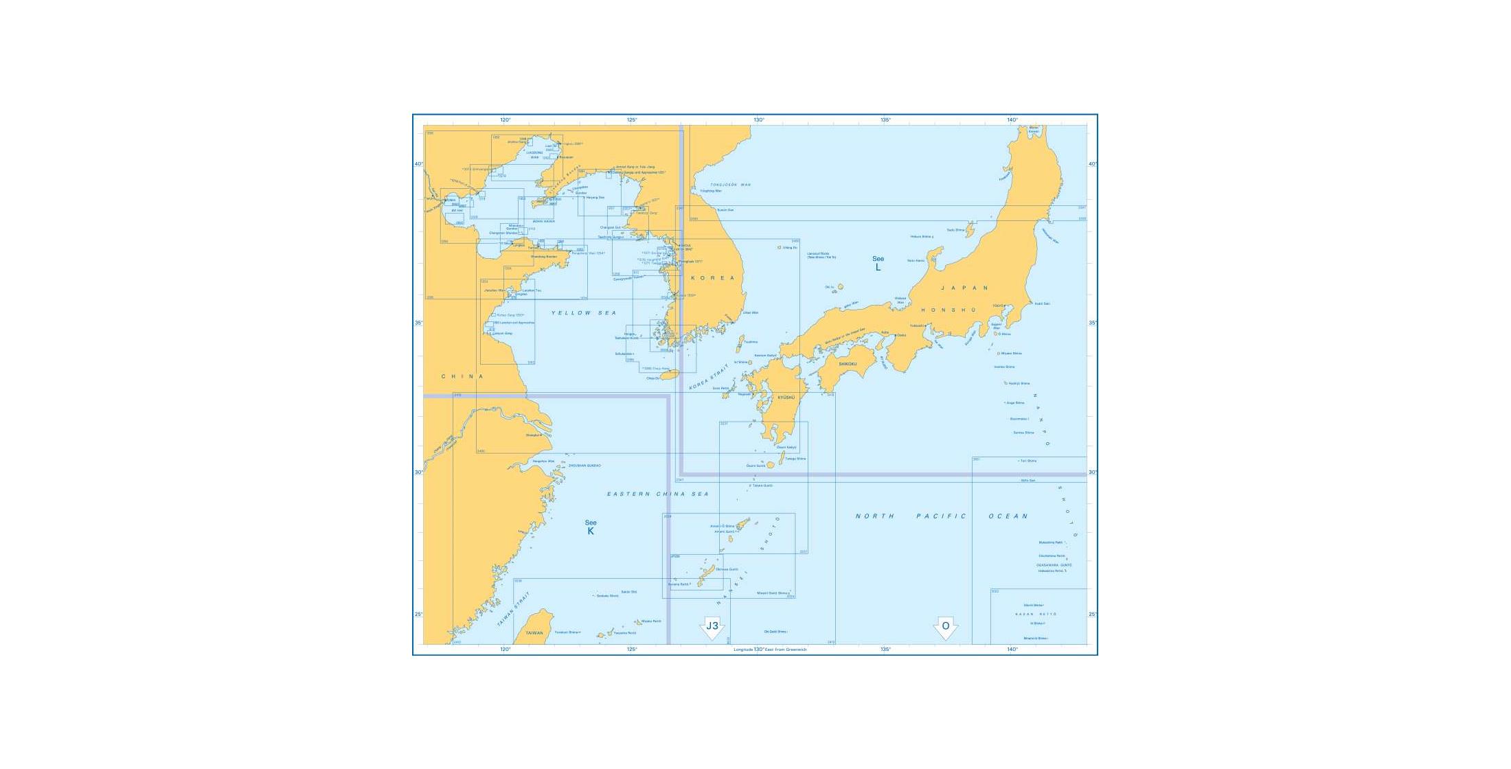 Admiralty Charts - North-East China - West Korea - Nansei Shoto - Nanpo ...