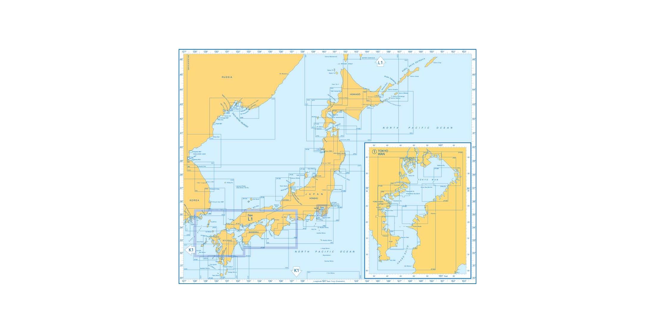 Admiralty Charts Russia - Pacific Coast - Eastern Korea - Japan - Tokyo ...