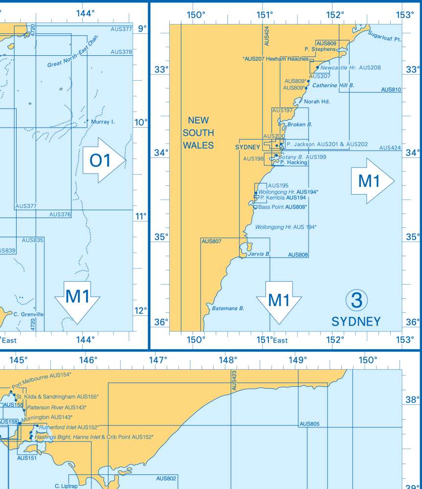 Admiralty Charts - N-W Australia - Torres Strait - Sydney - Bass Strait ...