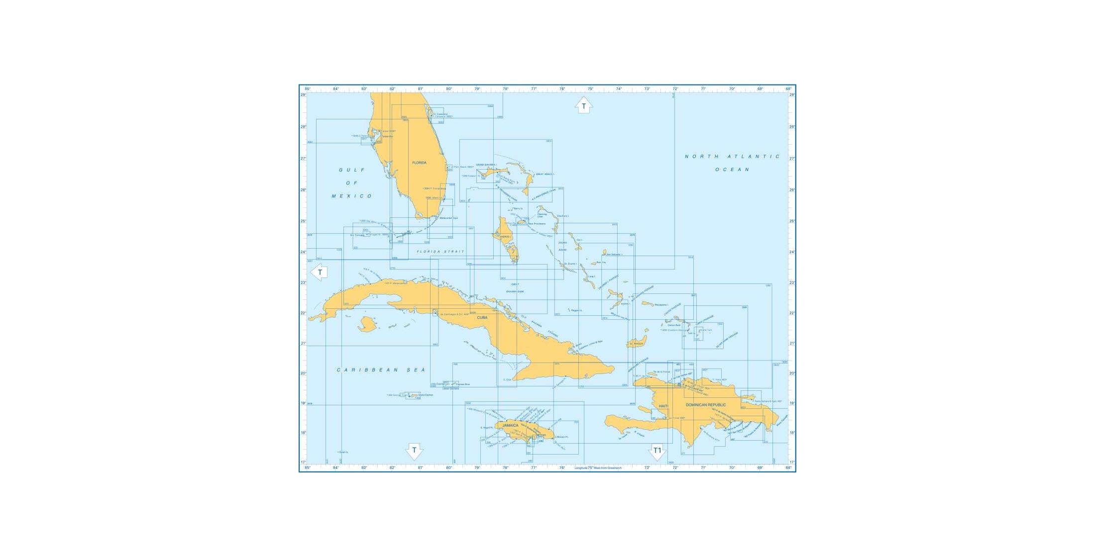 Admiralty Charts - West Indies - Bahamas to Dominican Republic - Cuba ...