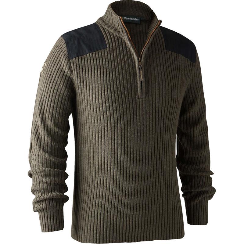 Deerhunter Mens Rogaland Knit Jumper with Zip Neck OutdoorGB