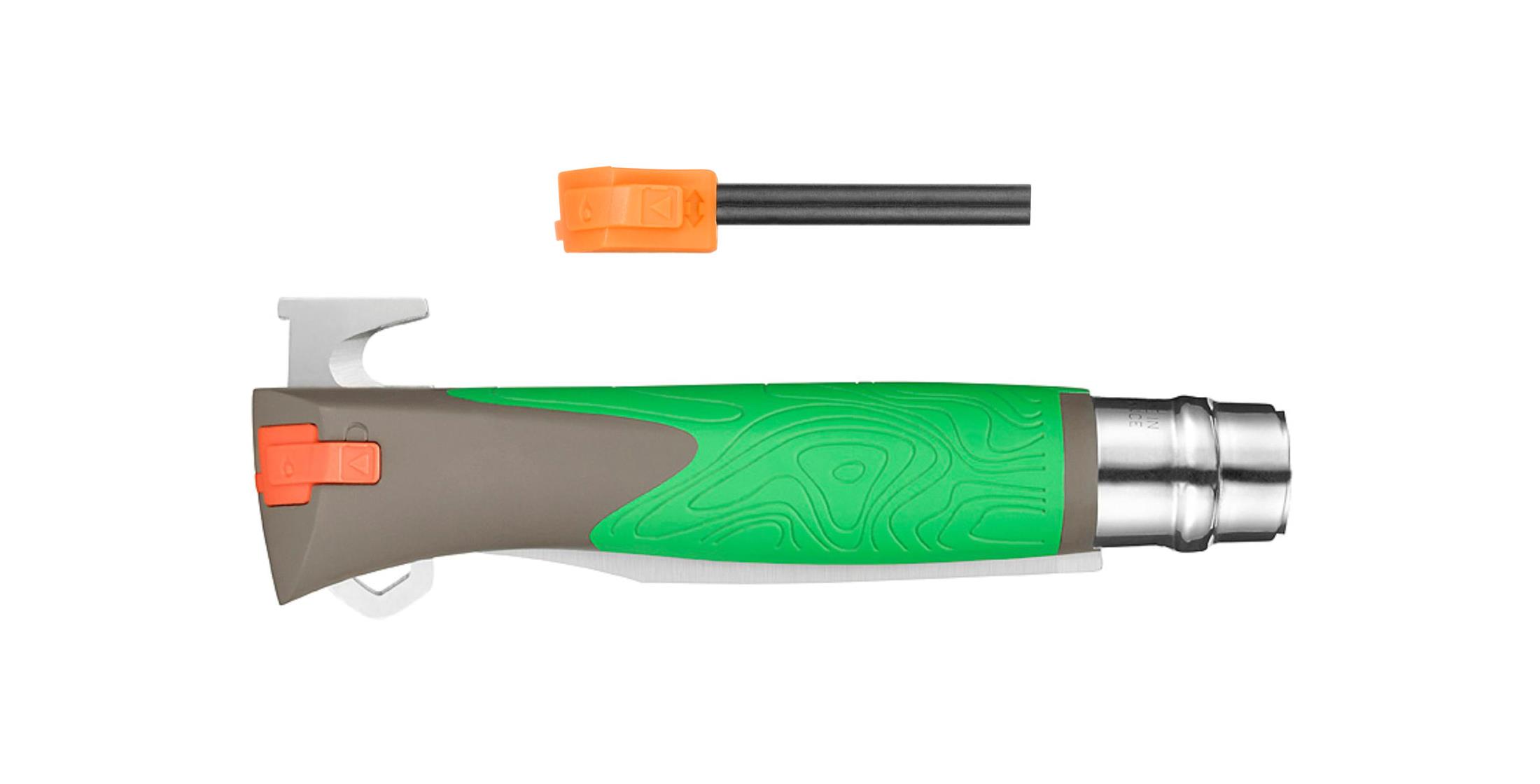 Opinel No.12 Explore Survival Knife with Cutting Hook and Fire Starter ...