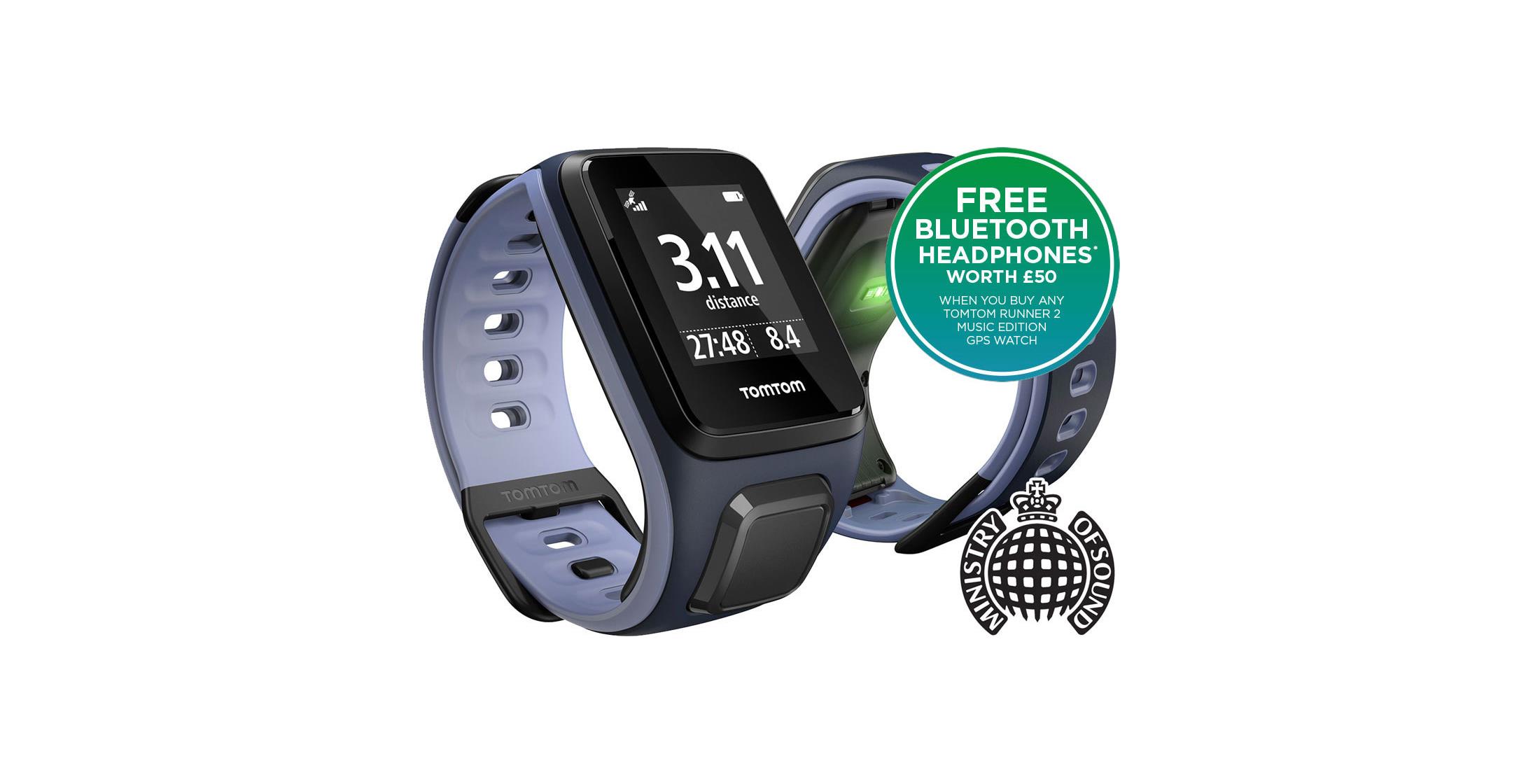 TomTom Runner 2 Music Cardio GPS HR Watch - Small Strap OutdoorGB