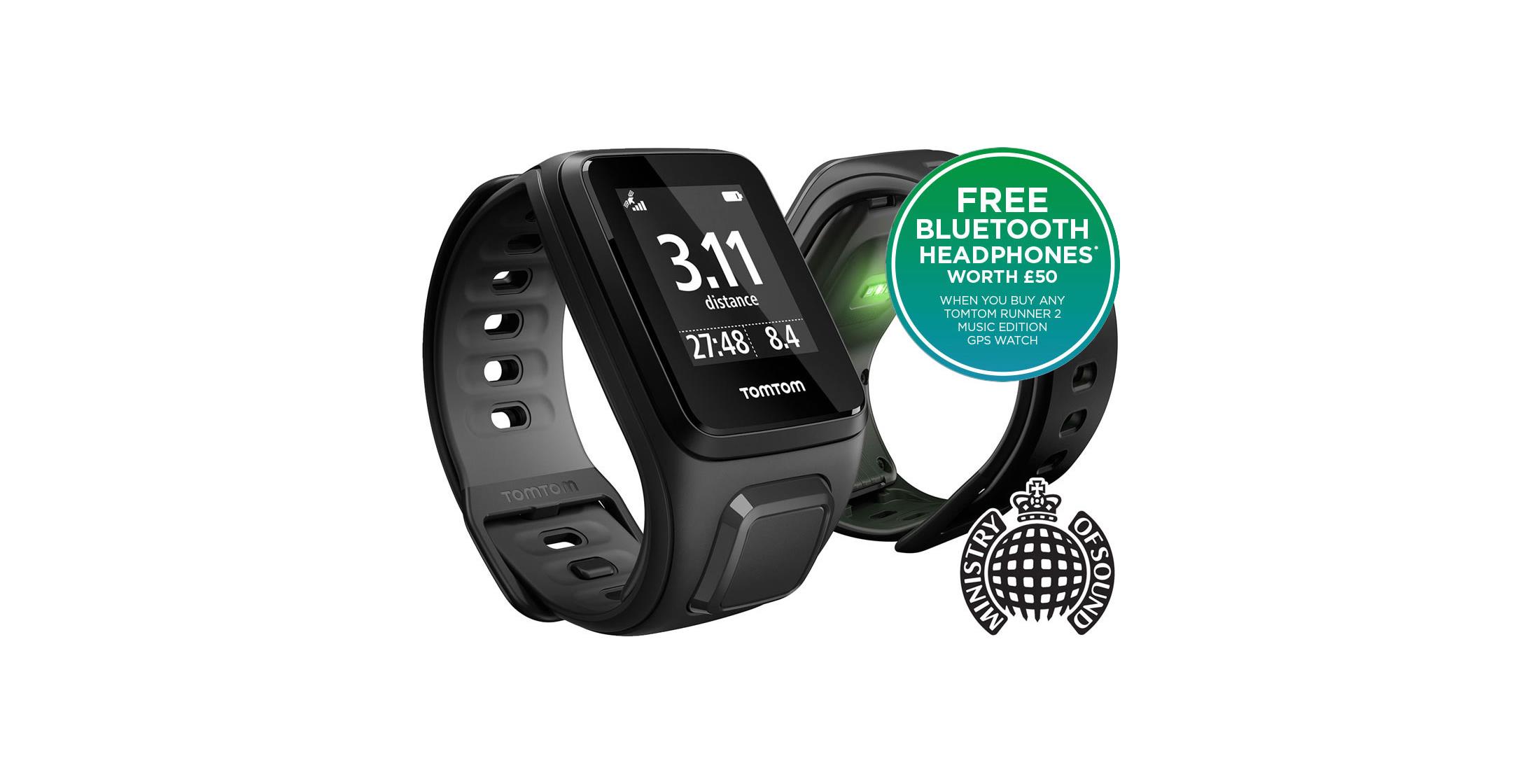 TomTom Runner 2 Music Cardio GPS HR Watch - Small Strap OutdoorGB